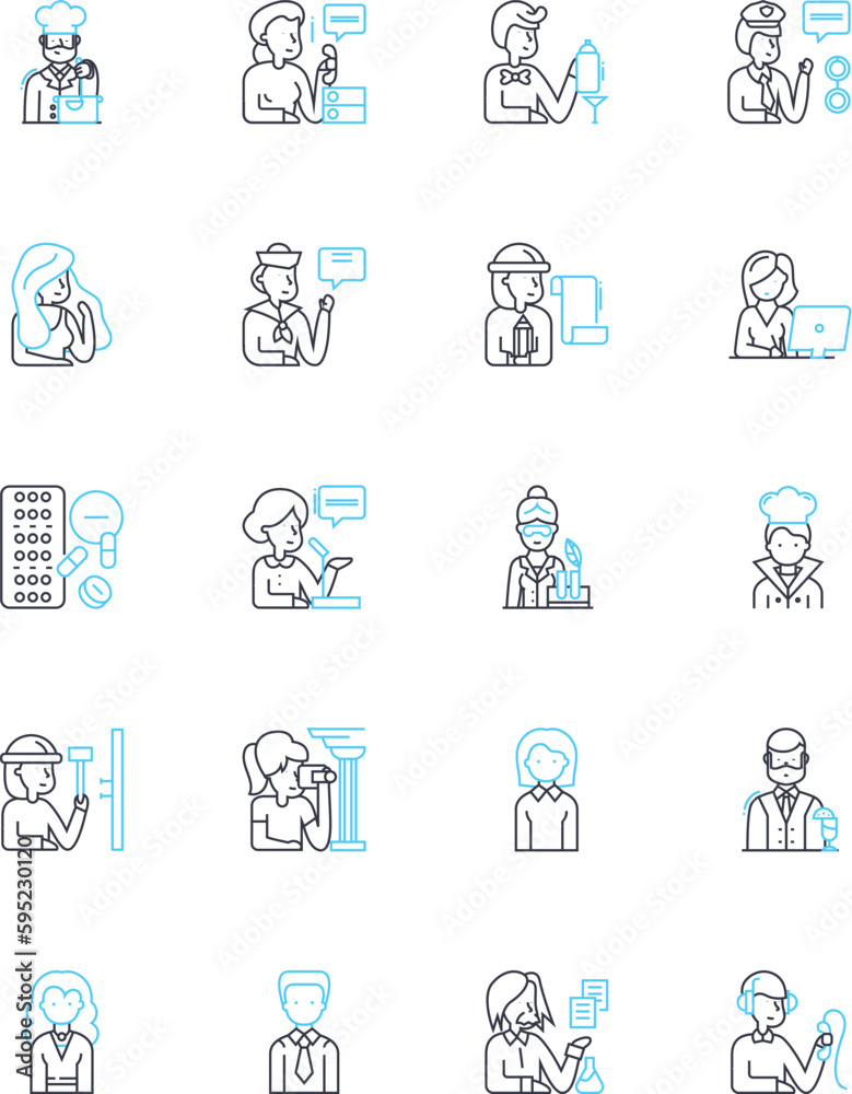 Identities linear icons set. Belonging, Diversity, Culture, Personality ...