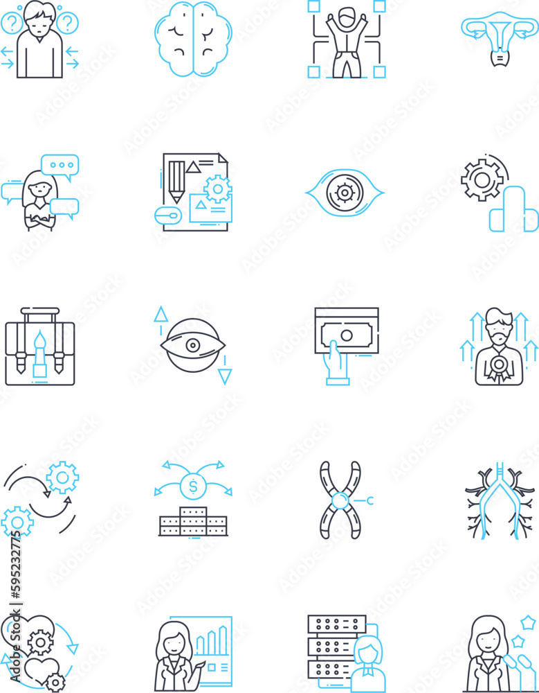 Civil liberties linear icons set. Freedom, Equality, Rights, Privacy ...