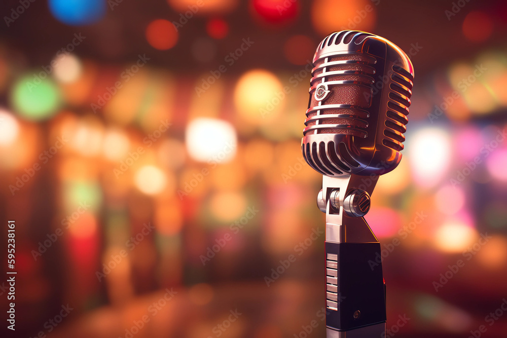 Old microphone. Classic microphone. generative ai, Retro style ...