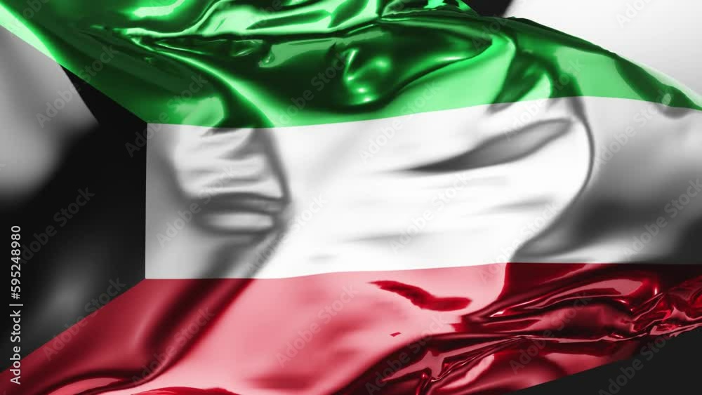 Flag of Kuwait Waving in the wind, Kuwait National flag wave, fabric ...