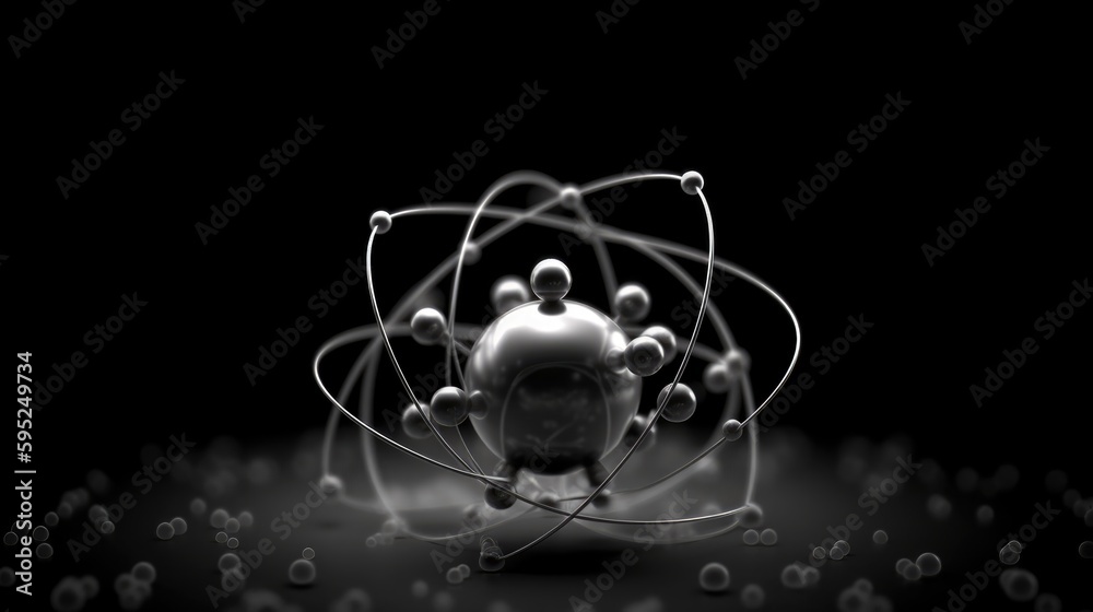 Minimalist Atom Background: Simple Black and White Image with Space for ...