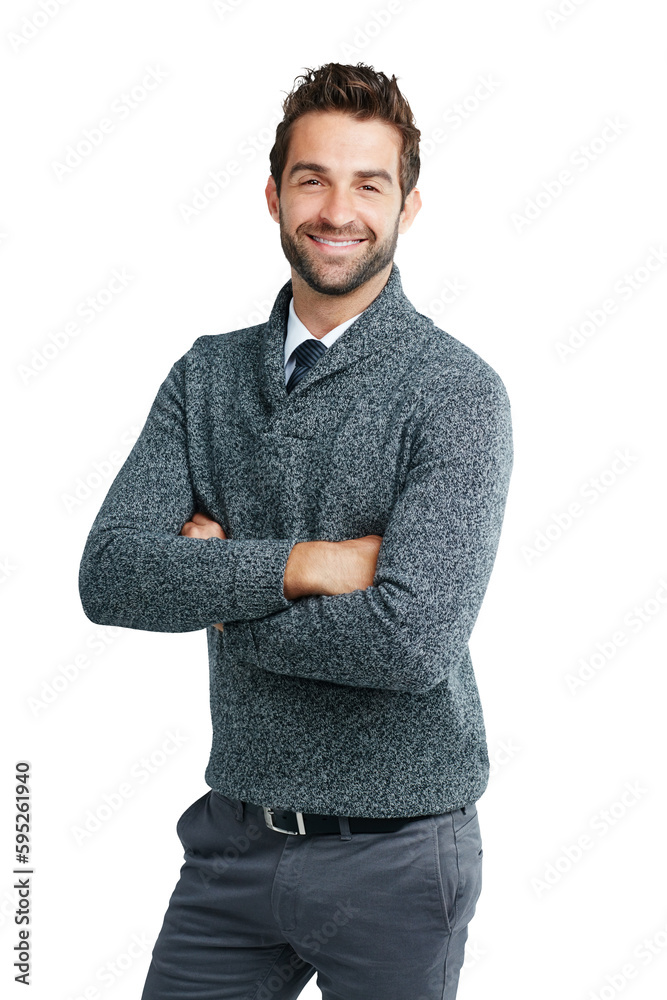 Business man, smile portrait and arms crossed from success ready for ...