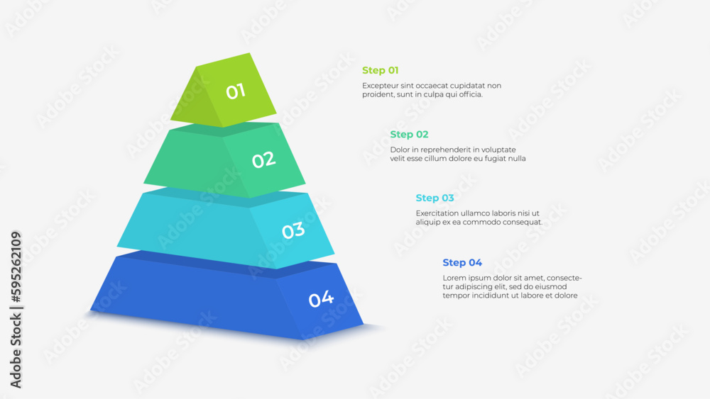 Isometric pyramid for infographic. Diagram divided into 4 parts Stock ...