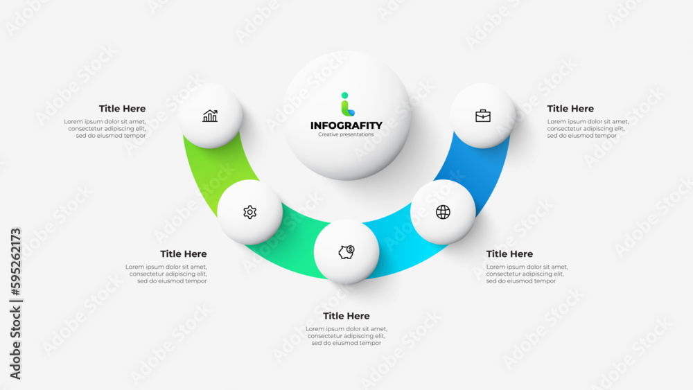 Center big circle with 5 circles around. Infographic design template ...