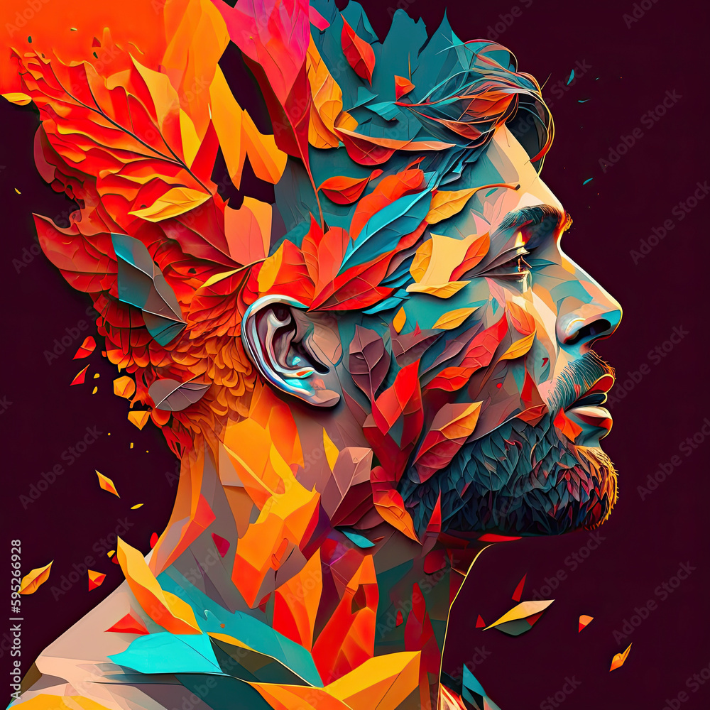 Stunning Generative AI illustration portrait of abstract surrealism ...