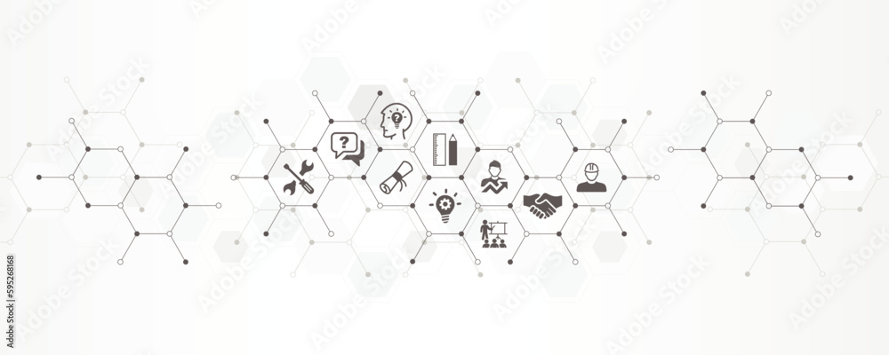 Apprenticeship / trainees banner with the website icons and symbol ...