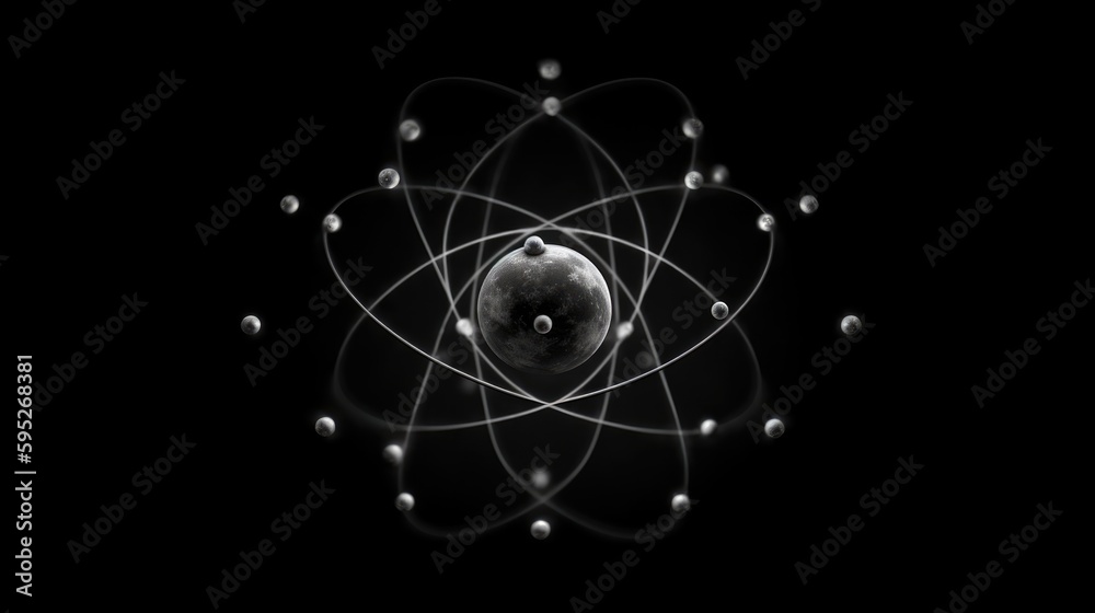 Simple and Elegant Atom Graphic on Black Background with Space for Your ...