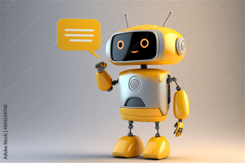 chatbot with speech bubble, yellow and friendly, created with ...