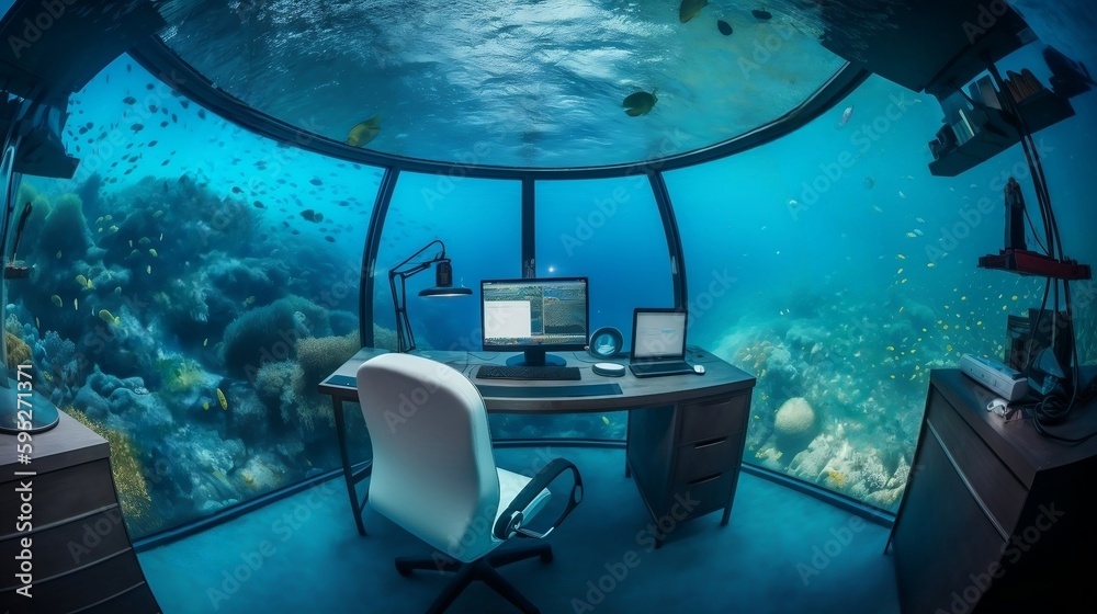 Deep Dive into Productivity - Underwater Office with Bubble ...