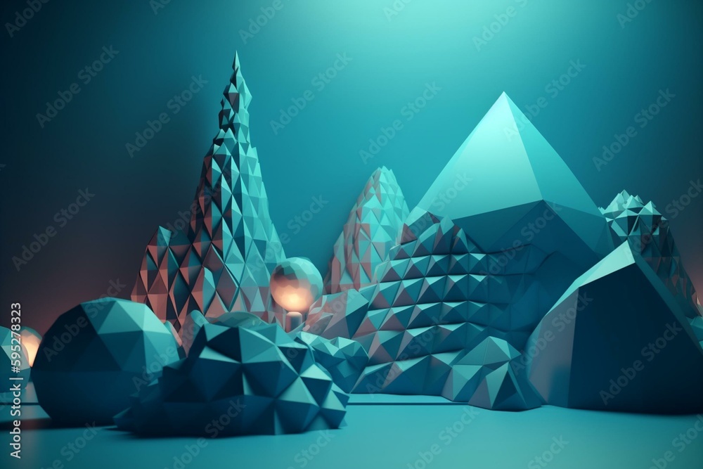 3D geometric design using low-poly shapes create a futuristic backdrop. Generative AI Stock ...