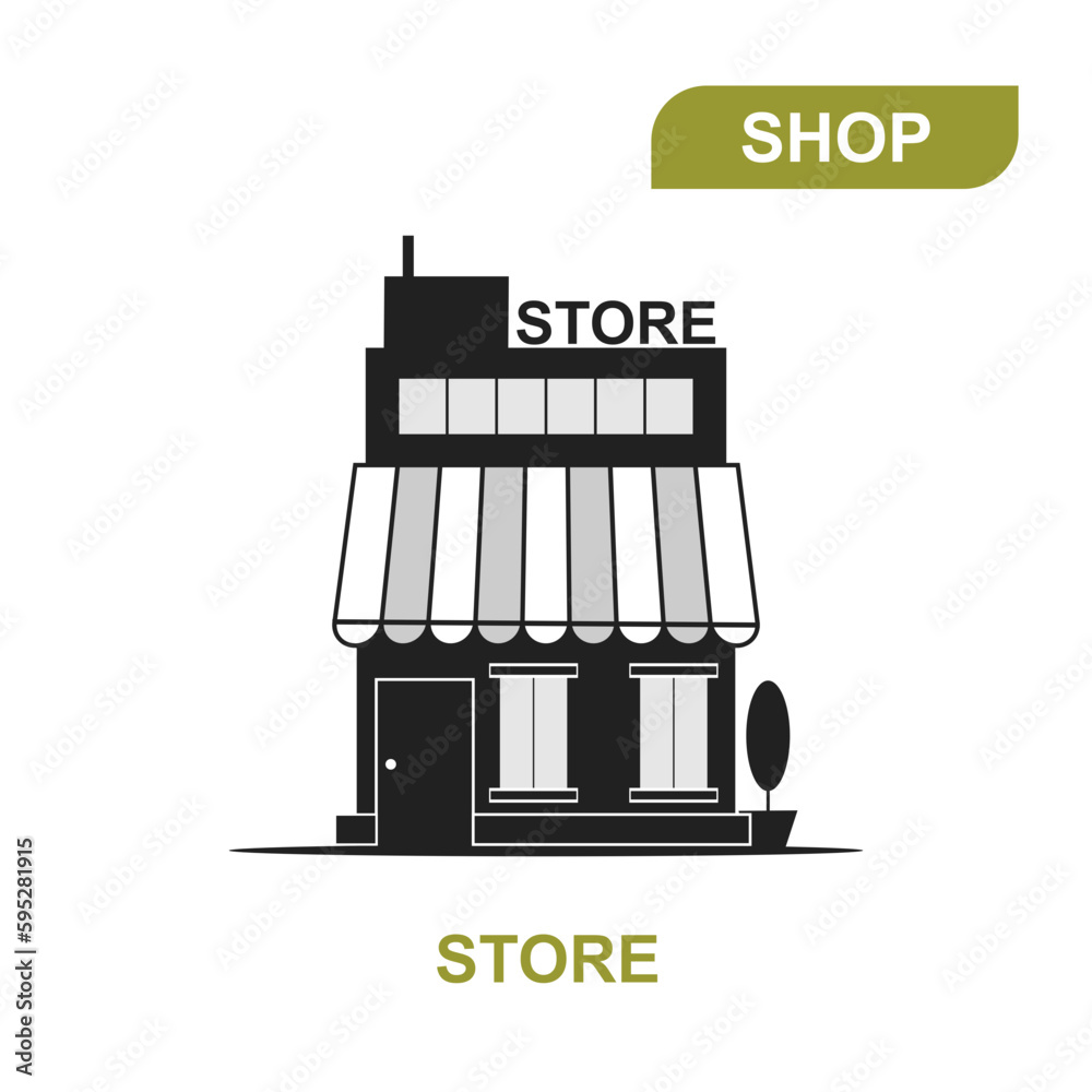 Illustration of a store. Vector icon on transparent background. Flat ...