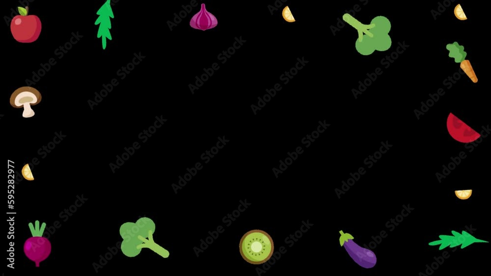 Cartoon vegetable food frame animation on a transparent background ...