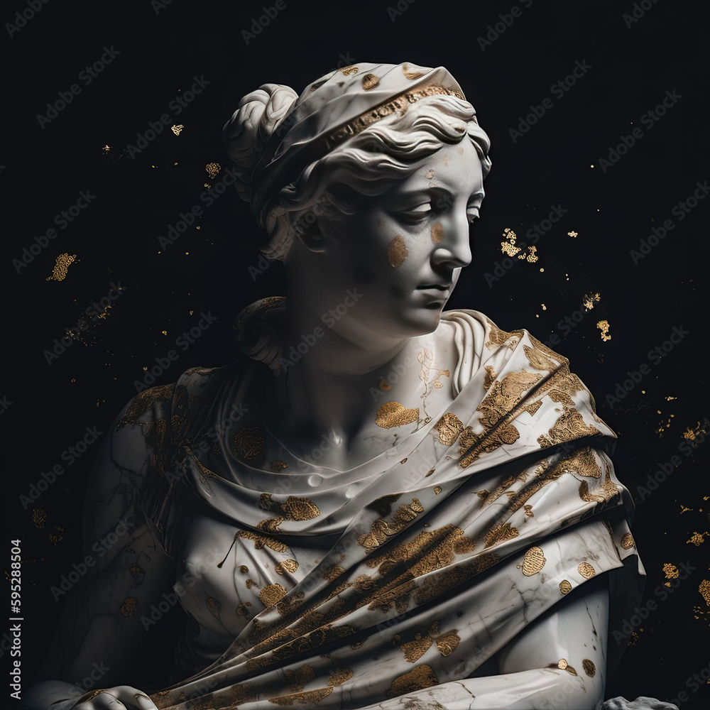 Une sculpture en marbre, statue d'une personne stoïcienne grecque ou ...