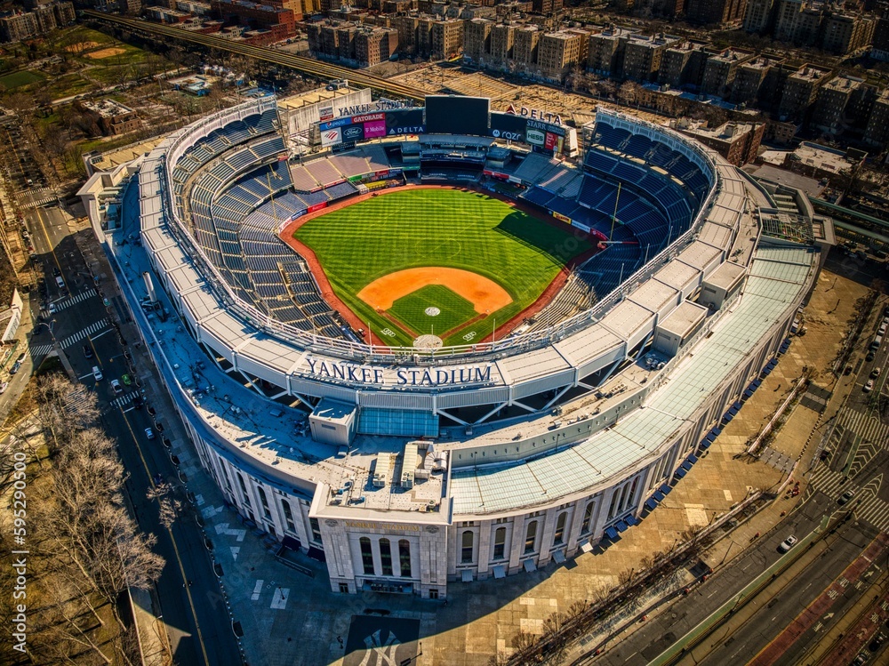 Aerial view of iconic Yankee Stadium in Bronx, New York City, US Stock ...