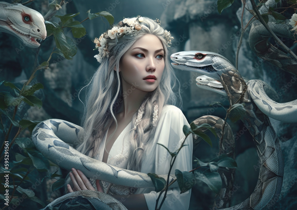 Mythical chinese goddess, a legend from the ancient China. Generative ...