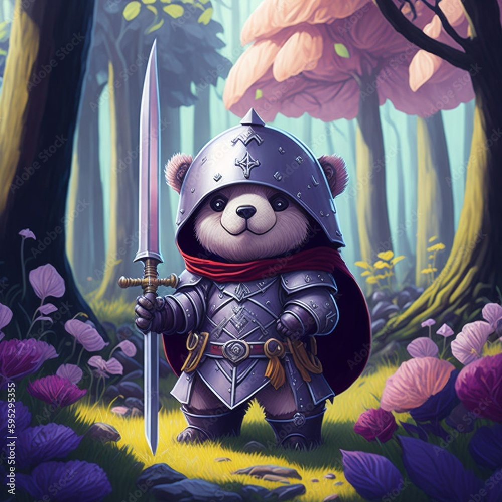 "Cute Mini Bear Knight Templar - Inspired Dark Fantasy Art" Stock ...