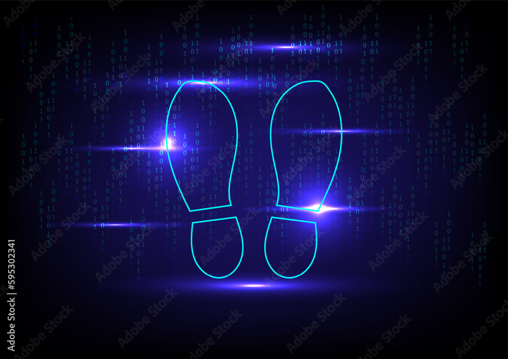 Digital footprint concept. The footprint with binary number background. Computer identity ...