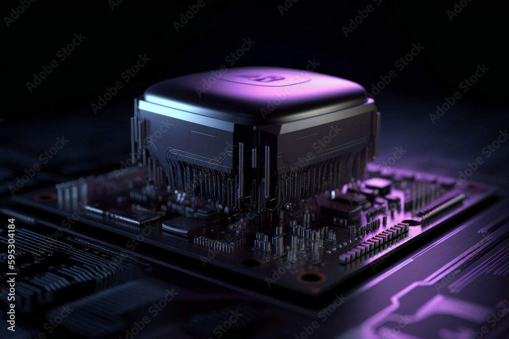 A stunningly realistic 3D modeling of an AI computer processor presents ...