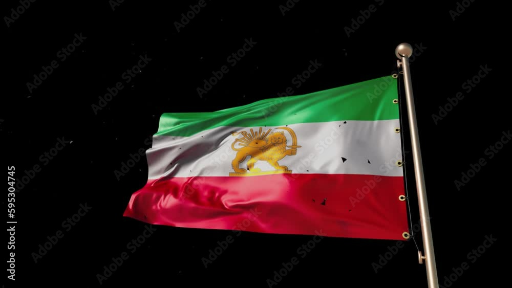 The flaming flag of Iran is reborn into a 1964 flag with lion. Alpha ...