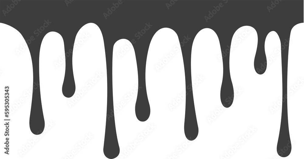 Melted drips shape. Drop flow of black liquid. Sauce chocolate ink ...