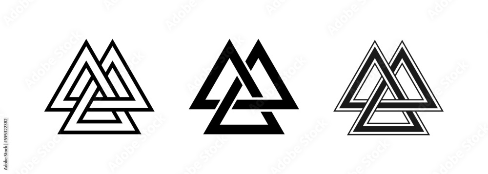 Valknut Symbol 3 Interlocking Triangles Vector sign illustration Stock ...