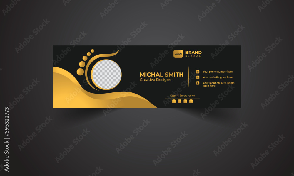 Modern luxury and elegant dark email signature design with gold style ...