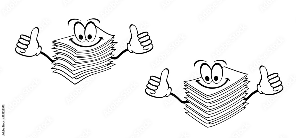 Writing paper. Cartoon empty A4 or A3 copy paper, stacked paper. Flat ...