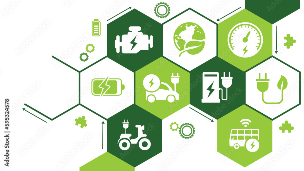 Electric car vector mockup with charge station. Electro vehicle shape ...