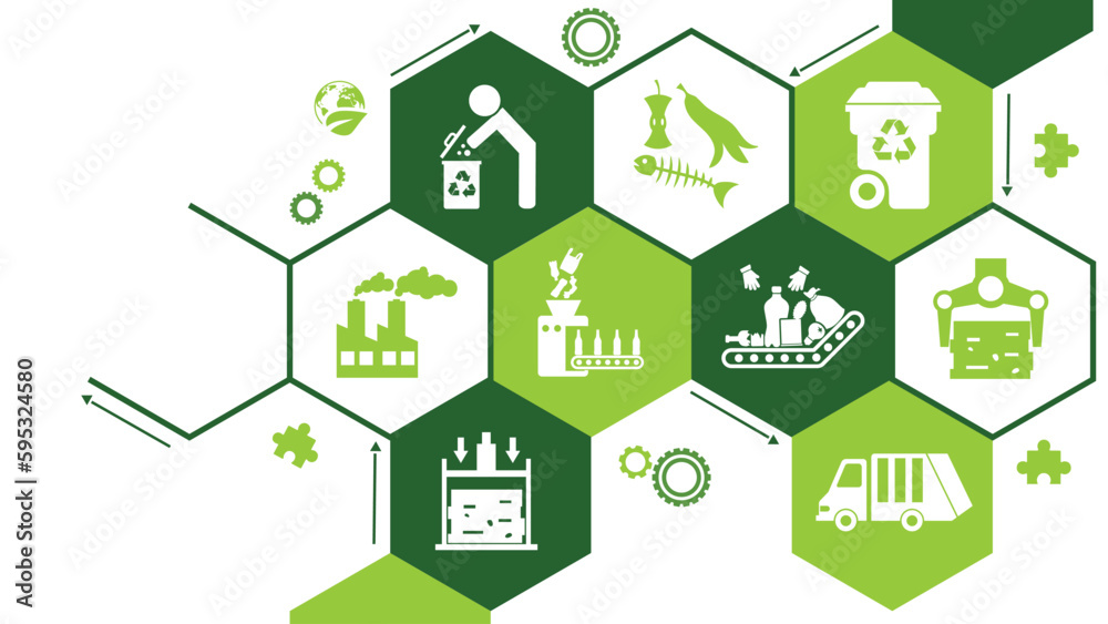 Waste management and recycling vector illustration. Green concept with ...