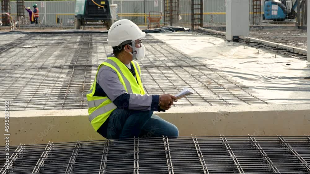 4K, young Asian engineer, inspecting quality materials used in ...