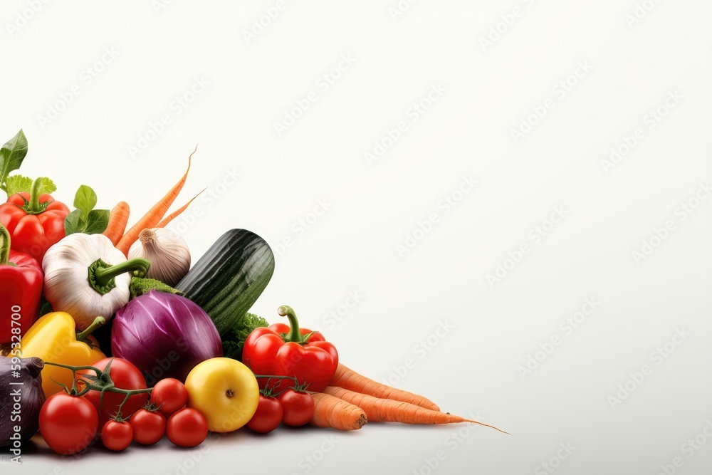 Vegetables, blank white background. AI generated Stock Illustration ...