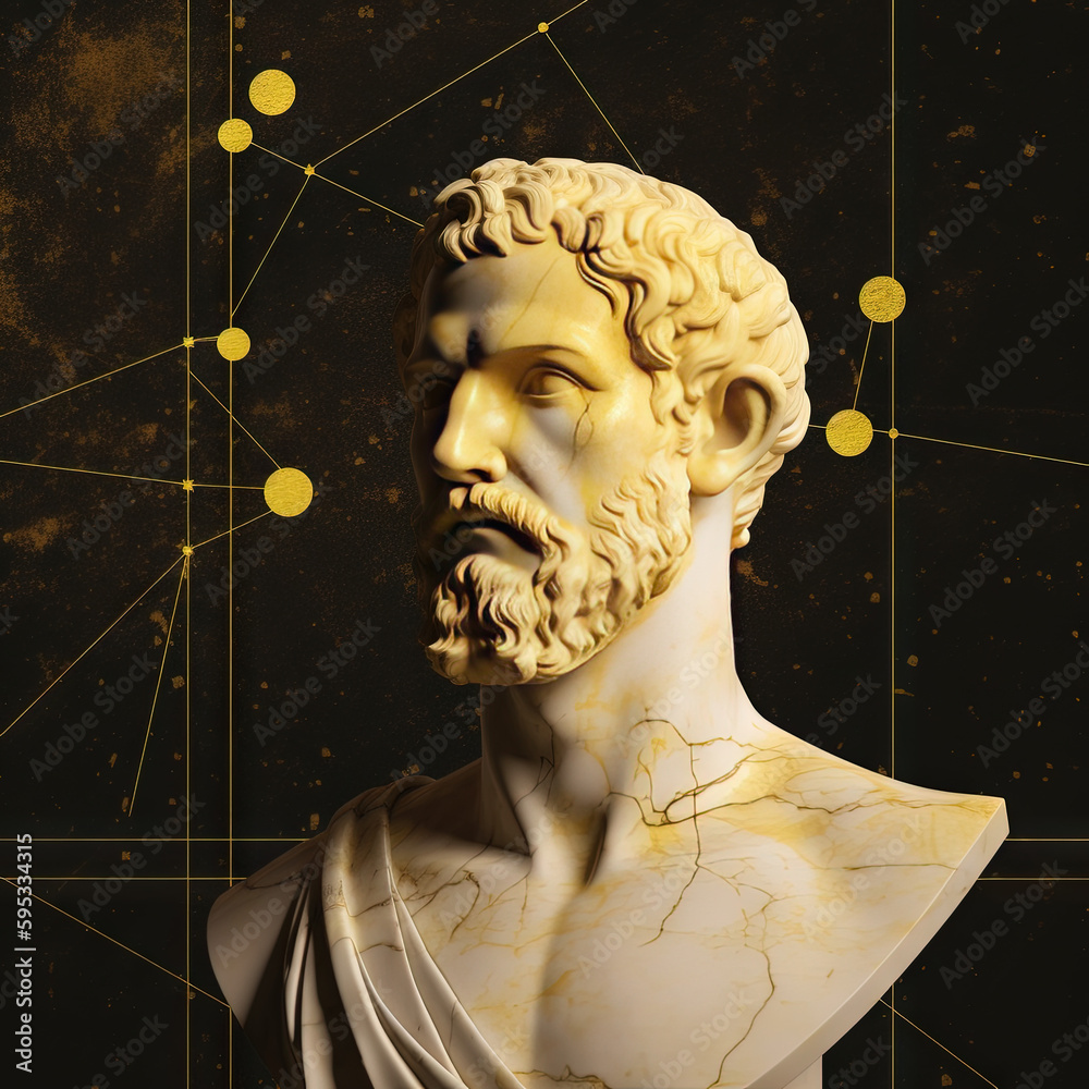 Une sculpture en marbre, statue d'une personne stoïcienne grecque ou ...