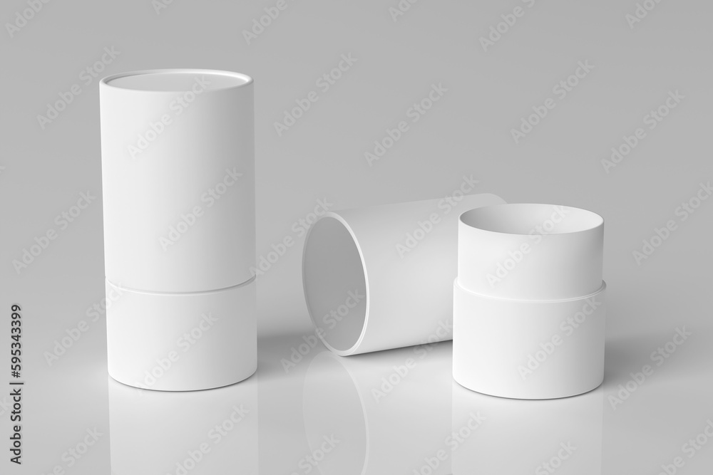Blank White Cylinder Packaging Cardboard Box Mockup - 3D Illustration ...