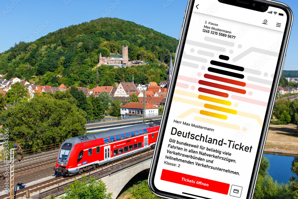Deutschland-Ticket D-Ticket oder 49 Euro Ticket auf einem Handy mit ...