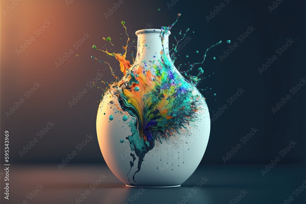Liquid colors in glass vase. Glass vortex: a surrealistic explosion of ...