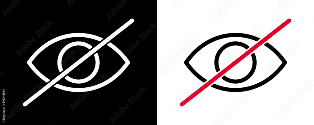 Crossed out eye sign symbol . Privacy and block symbol. Eye silhouette ...