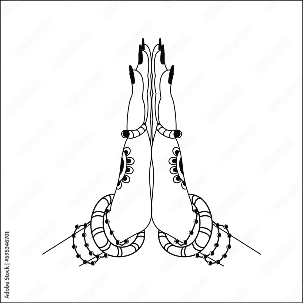 INDIAN WEDDING SYMBOL WOMEN HAND WELCOMING WITH OM VECTOR LINE ART CLIP ...