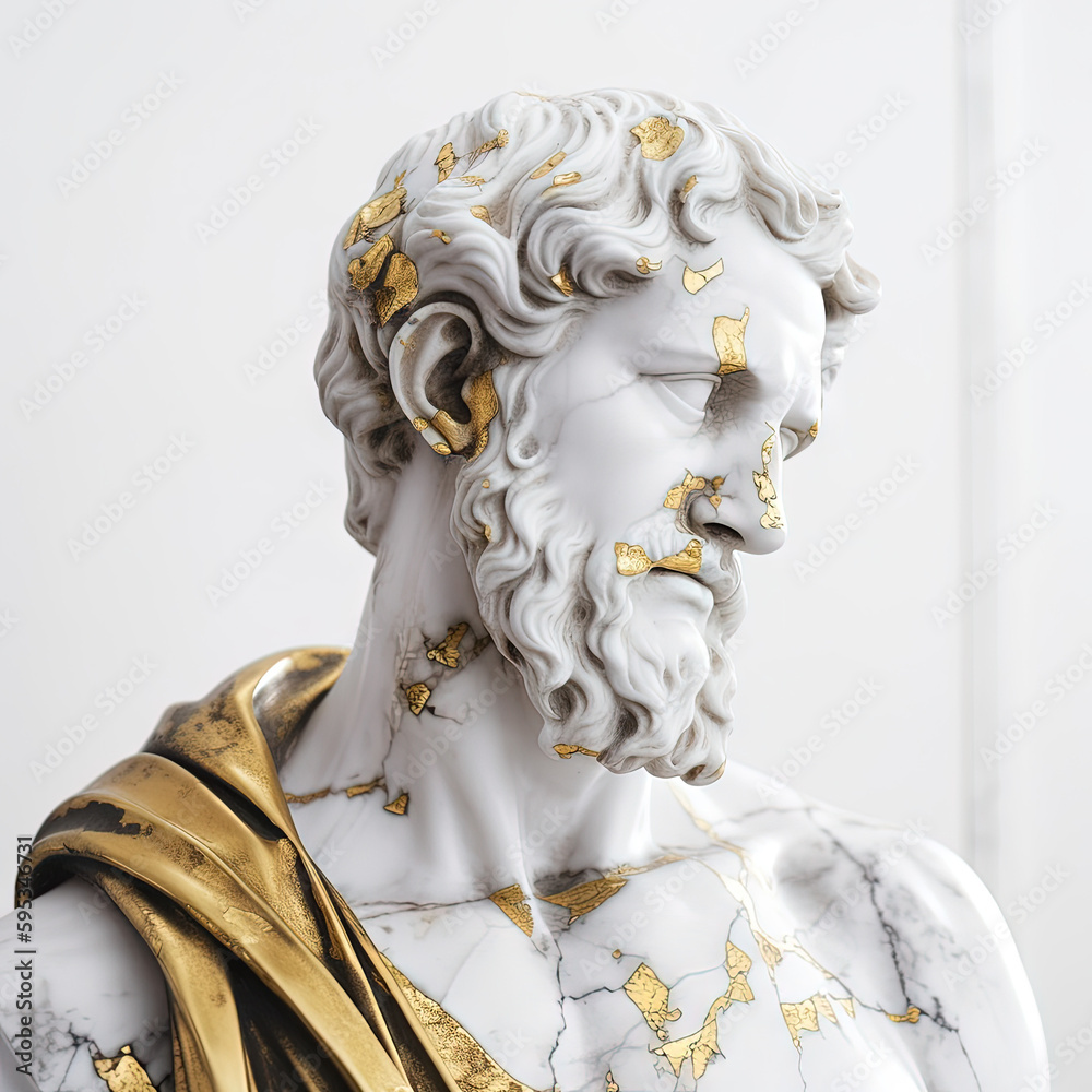 Une sculpture en marbre, statue d'une personne stoïcienne grecque ou ...