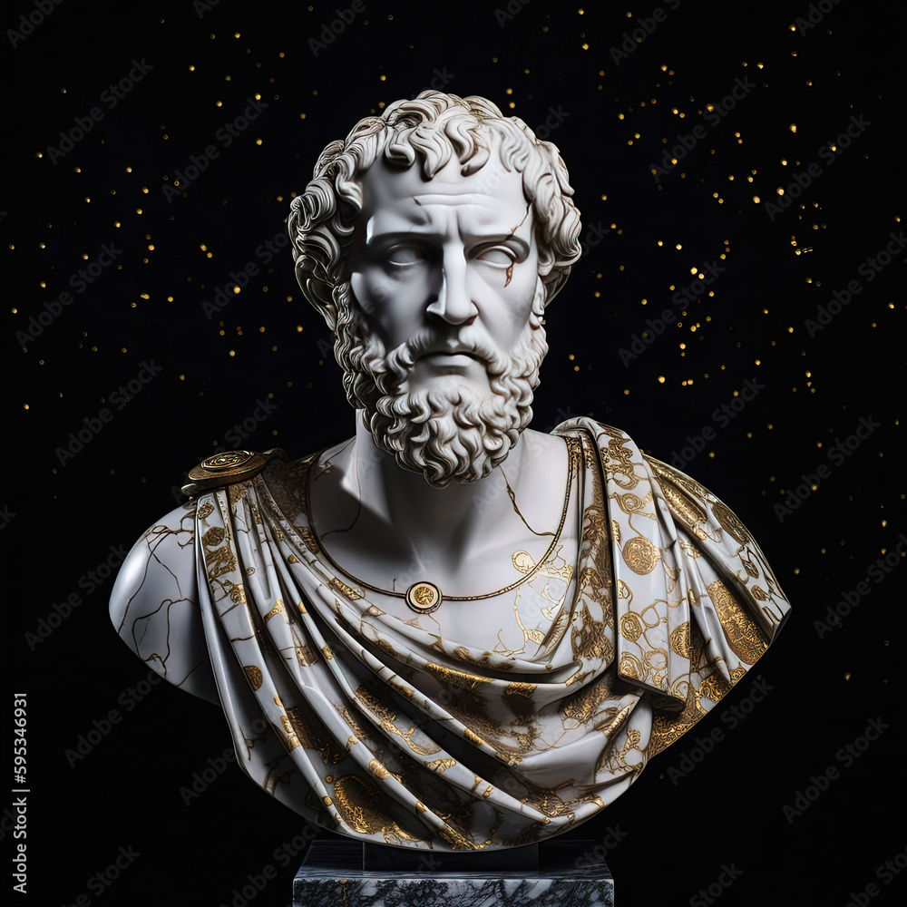 Une sculpture en marbre, statue d'une personne stoïcienne grecque ou ...