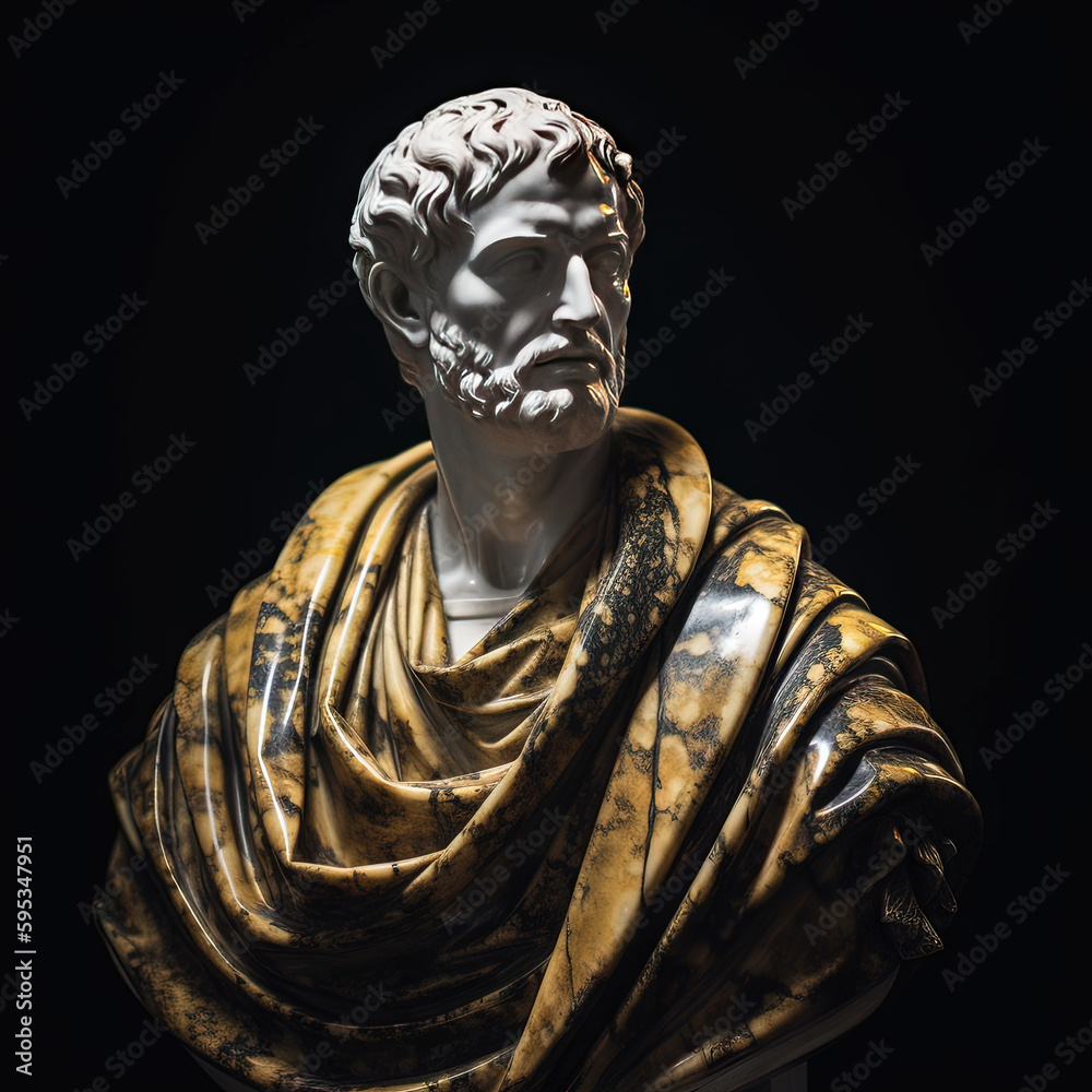 Une sculpture en marbre, statue d'une personne stoïcienne grecque ou ...