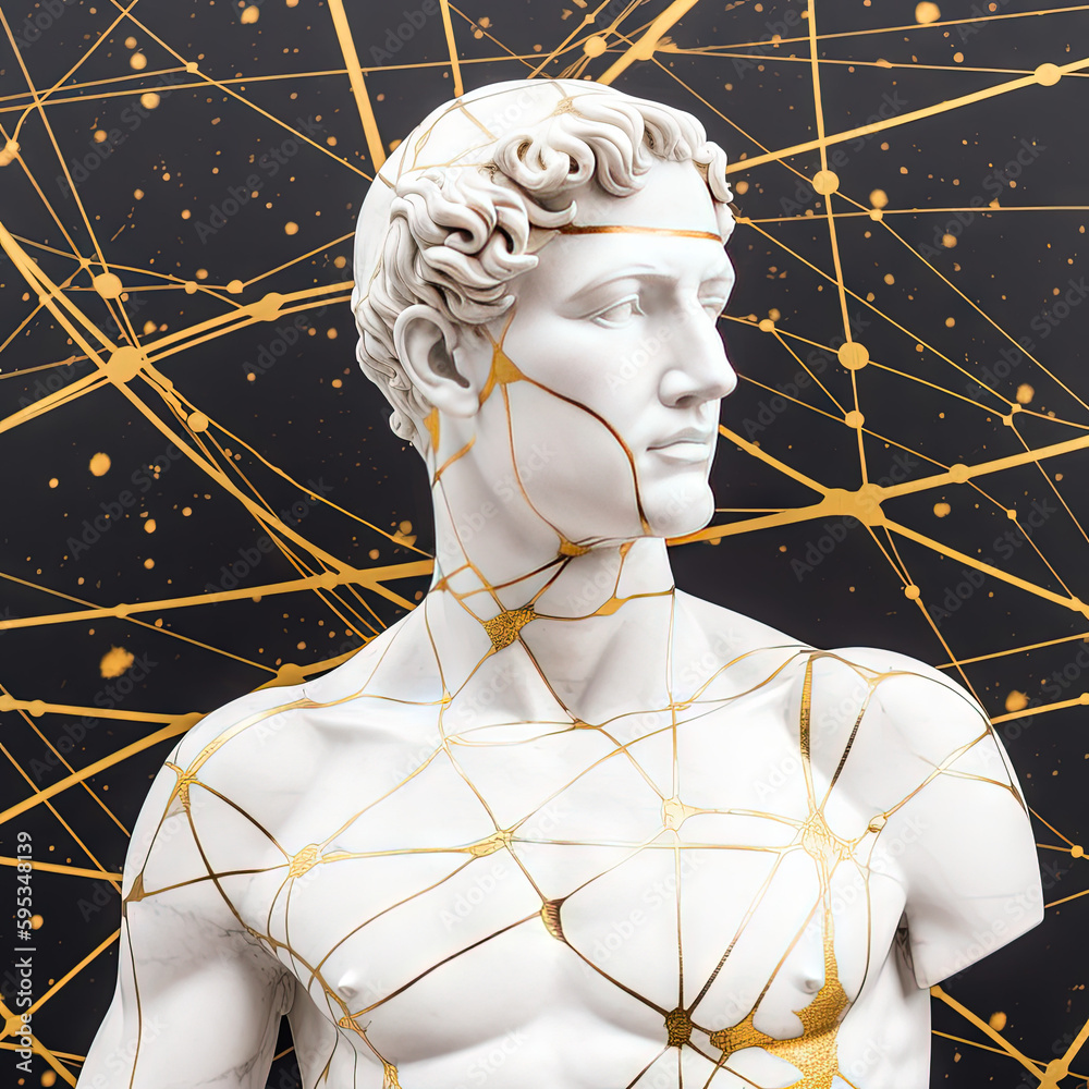 Une sculpture en marbre, statue d'une personne stoïcienne grecque ou ...