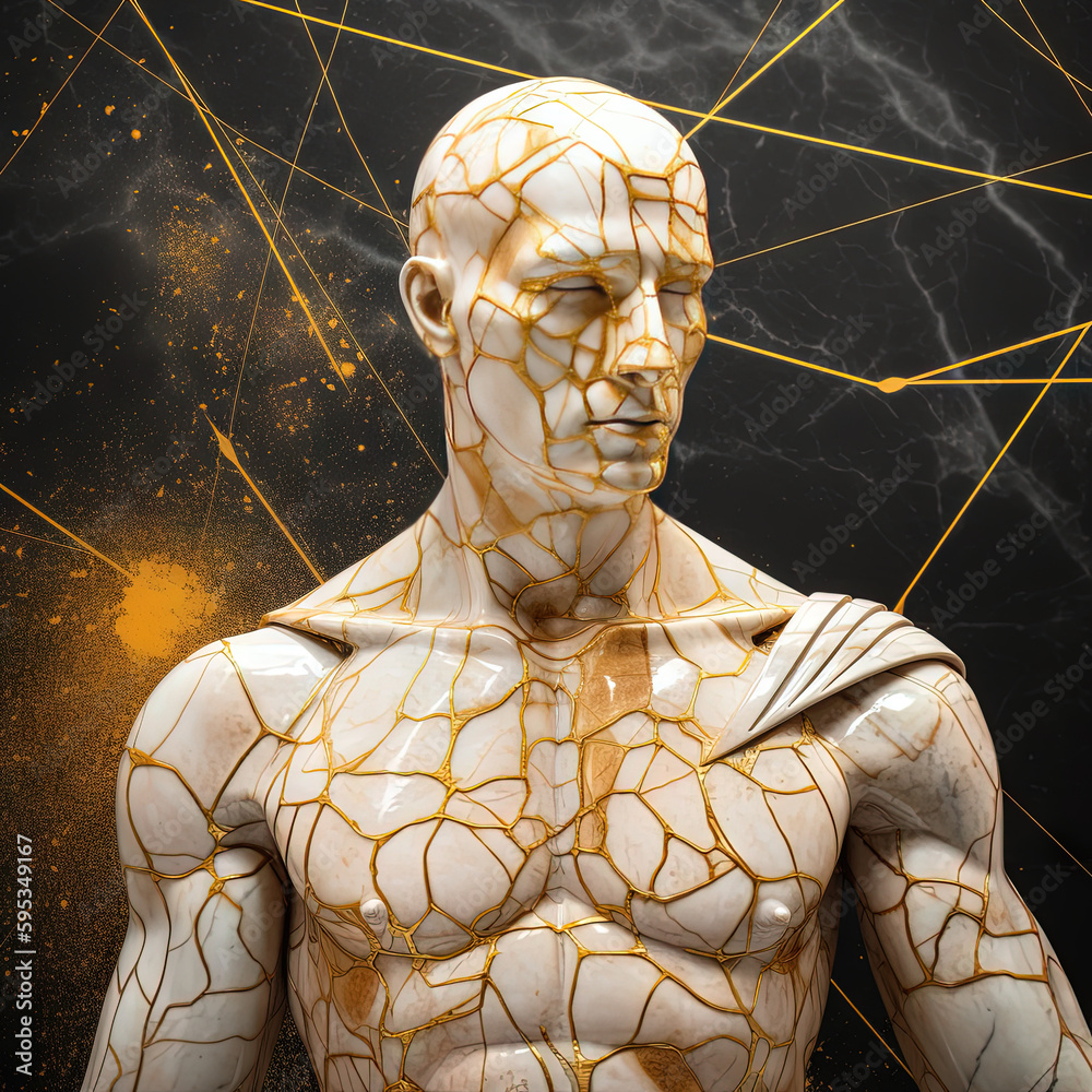 Une sculpture en marbre, statue d'une personne stoïcienne grecque ou ...