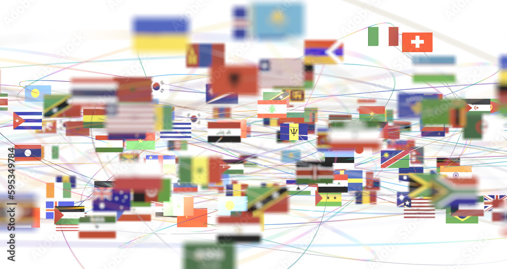 World map with all states and their flags,3d render Stock Illustration ...