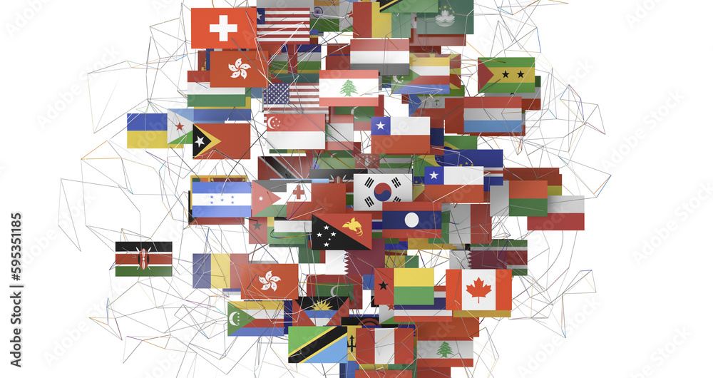 World map with all states and their flags Stock Photo | Adobe Stock