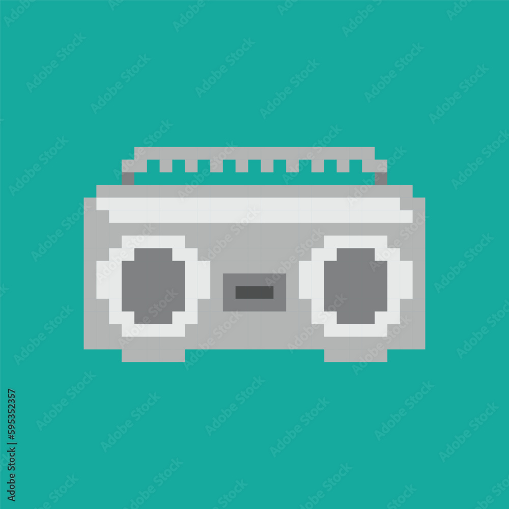 8 bit retro white boombox tape recorder cassette player icon retro 8 ...
