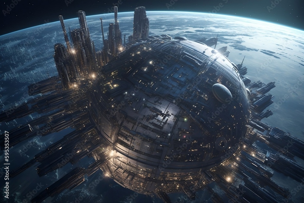 planet earth viewed from low earth orbit with moon in the background ...