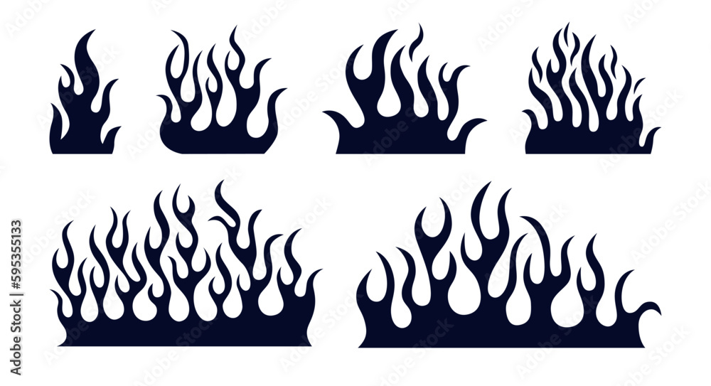 Vetor de Vector design set, flames and fire, acid neo tribal shapes ...