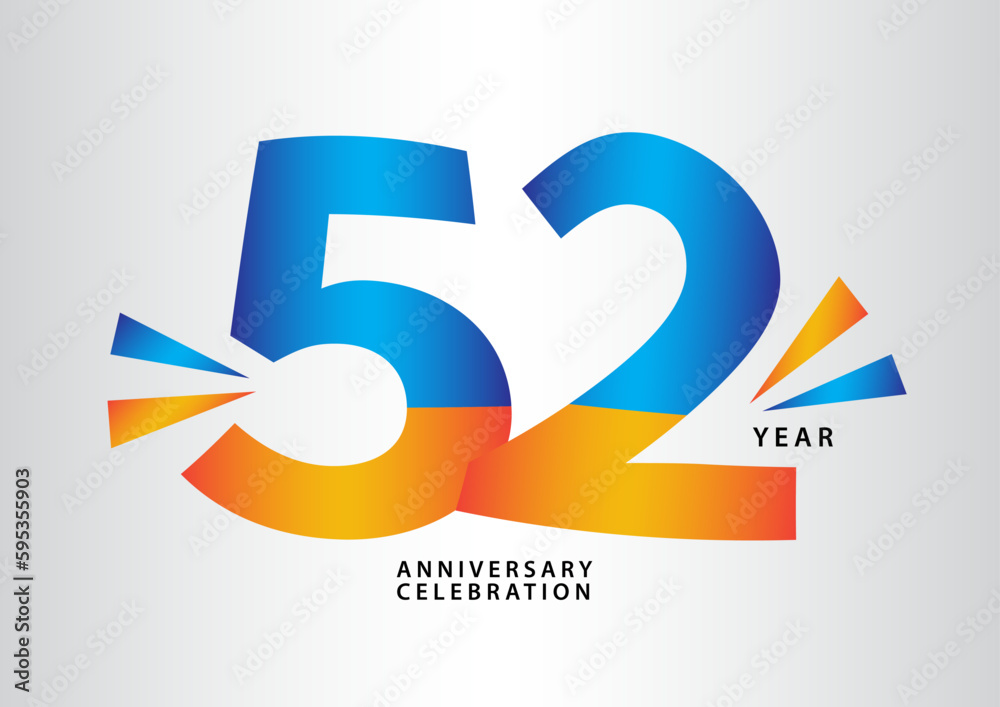 52 year anniversary celebration logotype vector, 52 number design, 52th ...