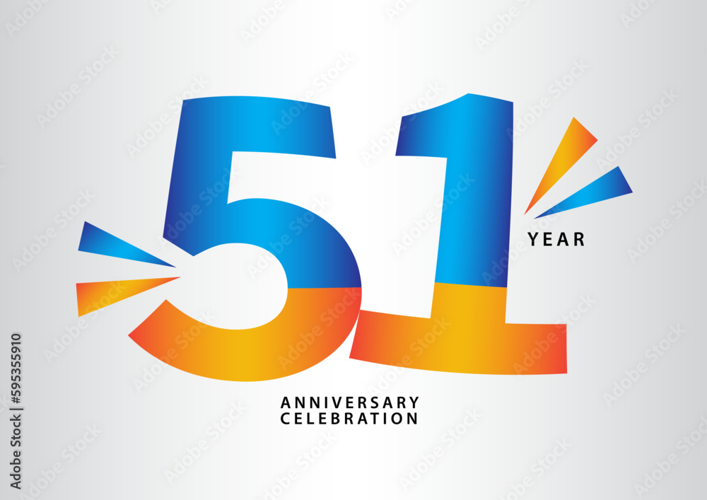 51 year anniversary celebration logotype vector, 51 number design, 51th ...