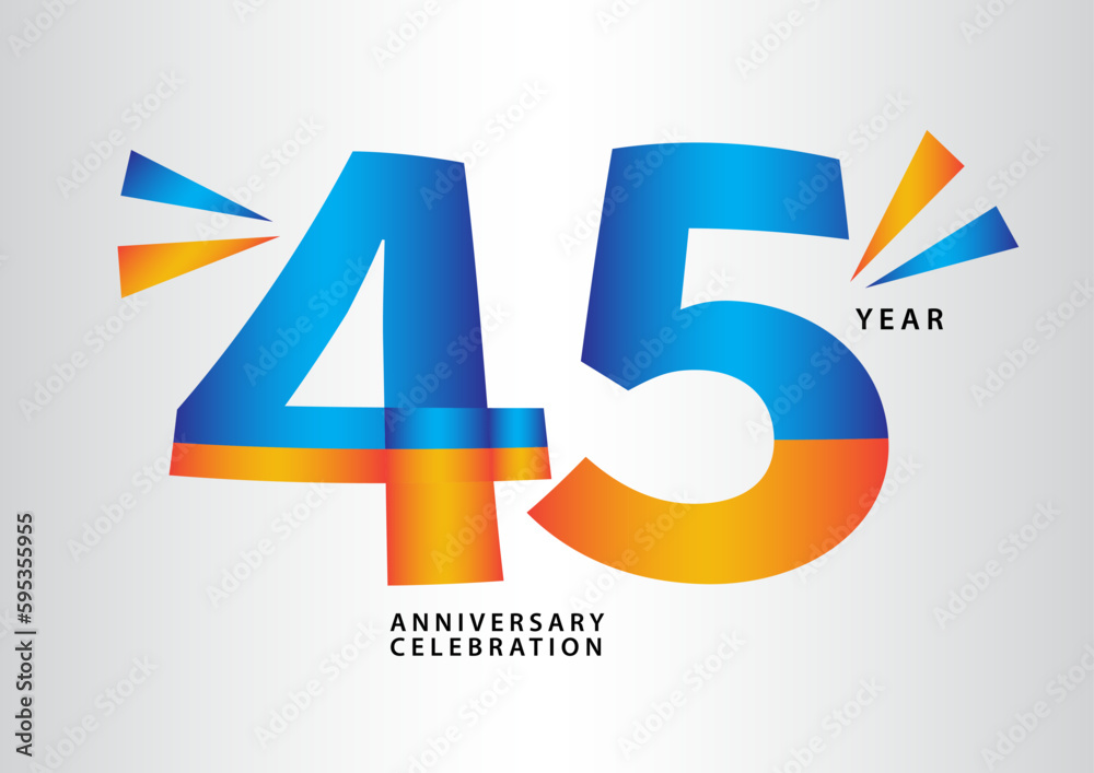 45 year anniversary celebration logotype vector, 45 number design, 45th ...